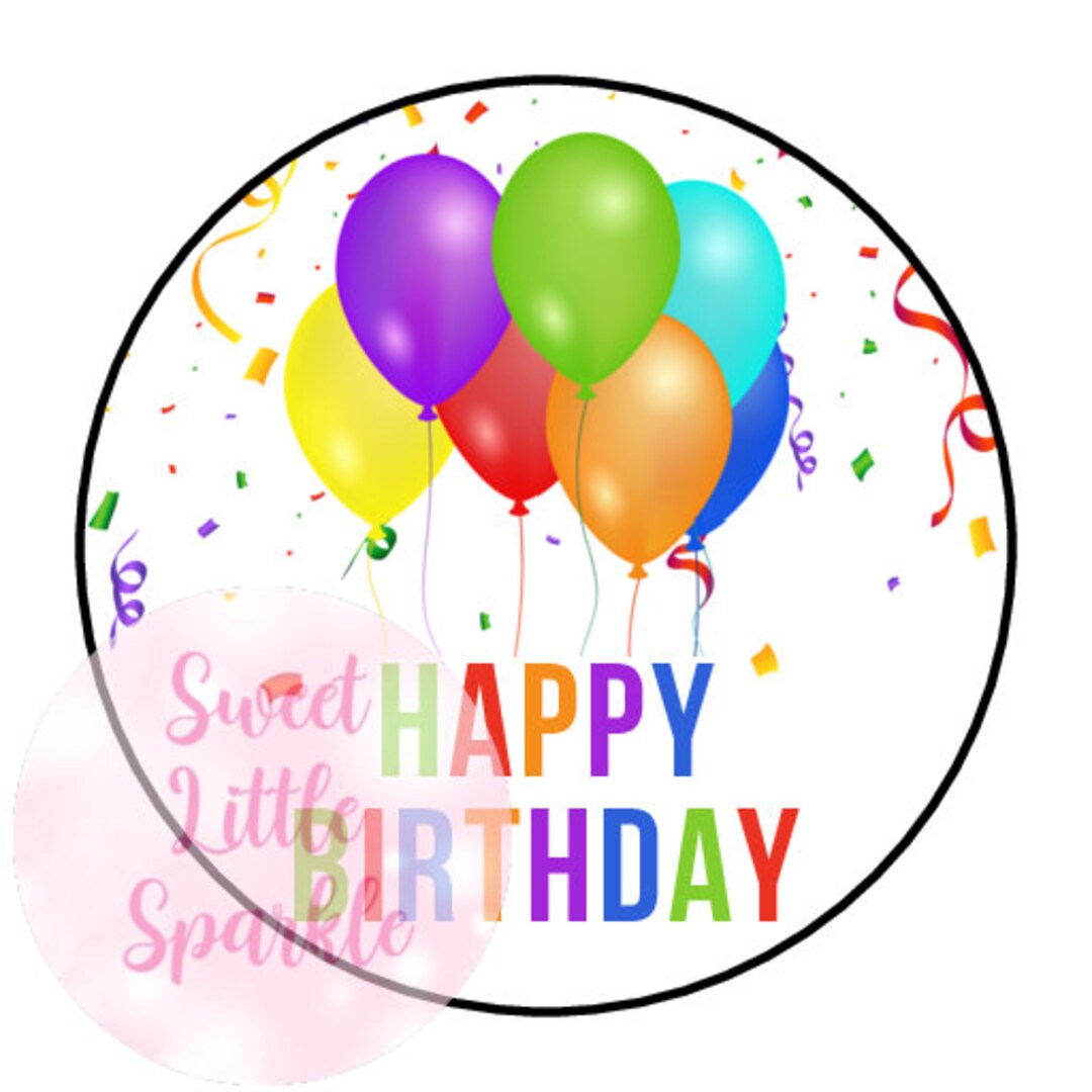 Happy Birthday Balloons Multicolour Unisex Stickers Birthday Labels ...