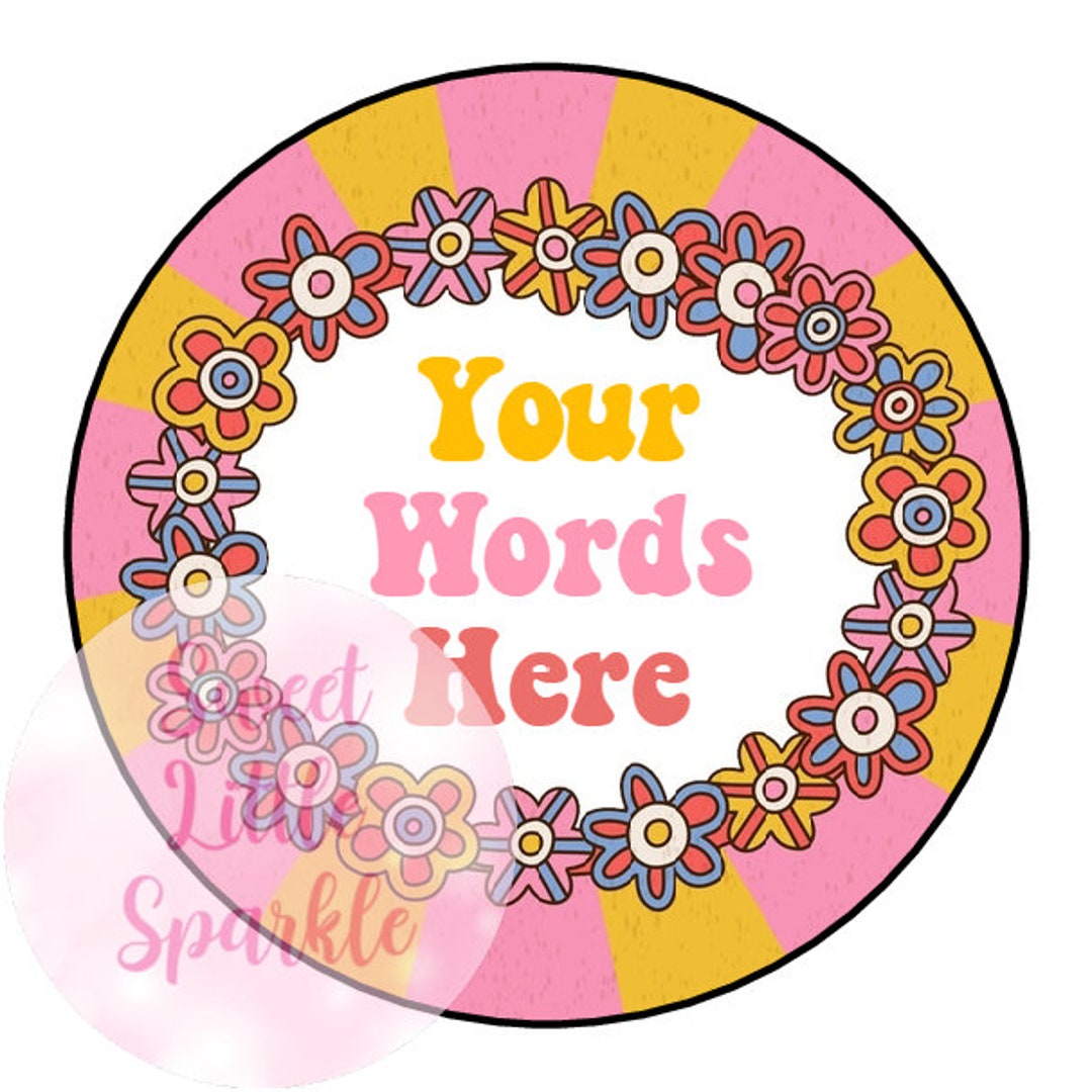 Personalised Groovy 60s 70s Flower Wreath Any Words Birthday Party ...