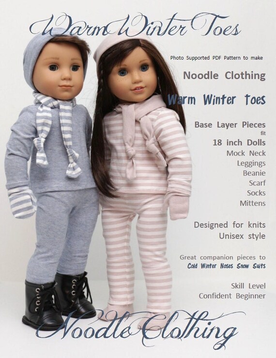 PDF Doll Clothes Pattern Noodle Clothing Warm Winter Toes | Etsy