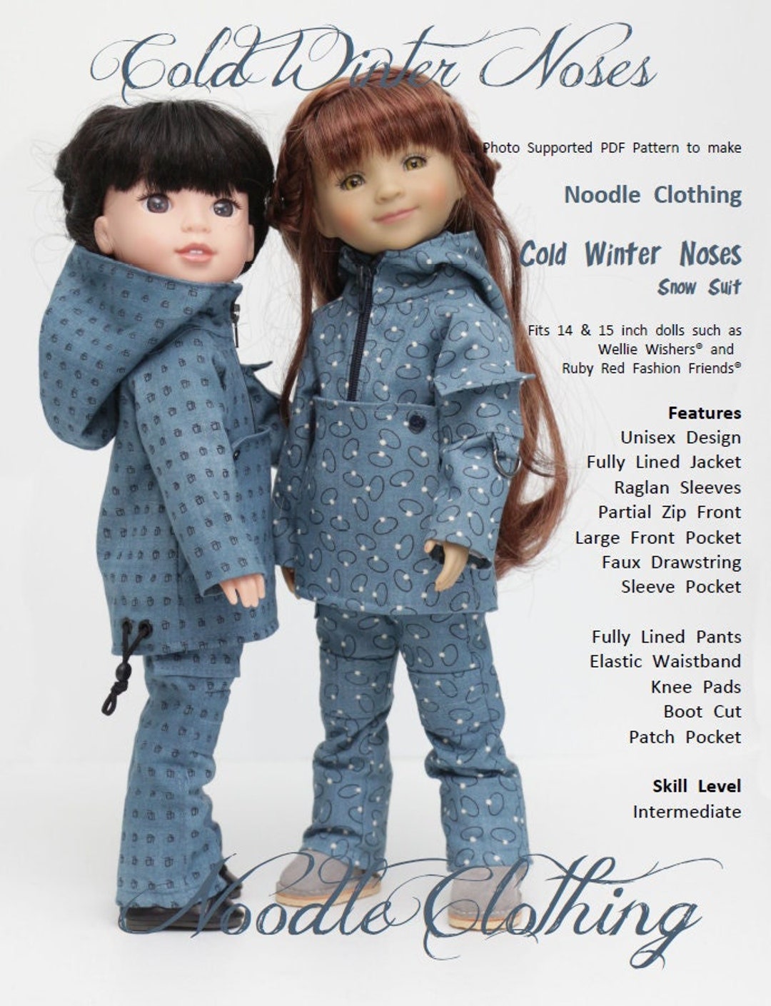 PDF Doll Clothes Pattern Noodle Clothing cold Winter - Etsy