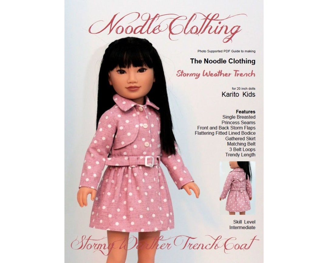 Karito Kid PDF Pattern- Noodle Clothing Stormy Weather Trench Fits 20 Inch Dolls - Etsy