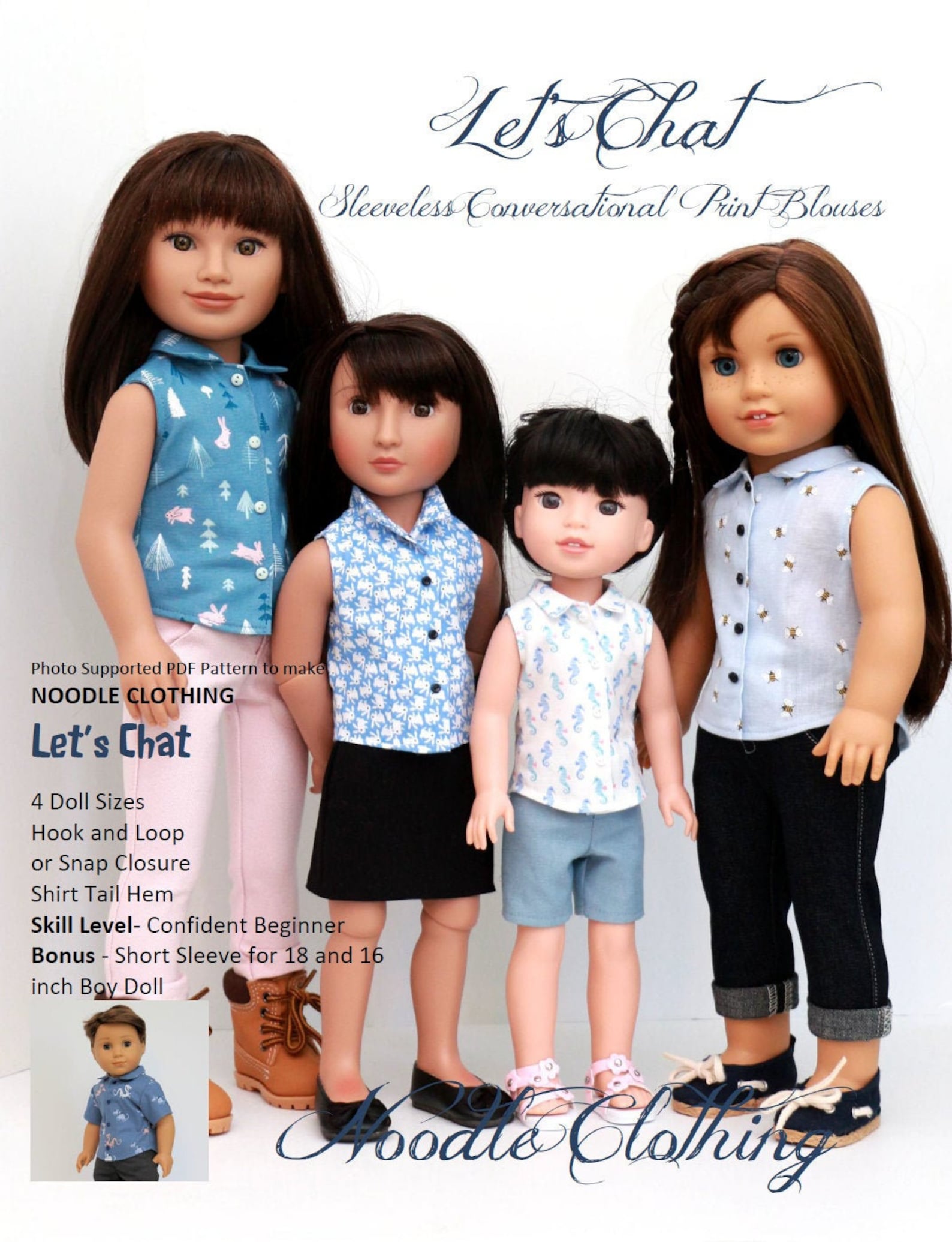 PDF Doll Clothes Pattern Noodle Clothing let's | Etsy