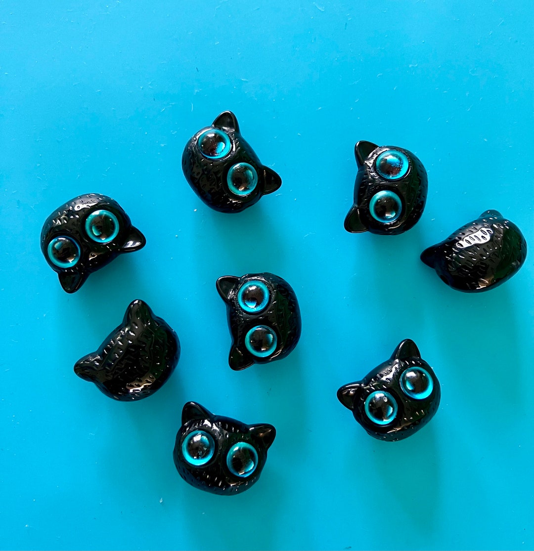 Cat Head Bead. US Seller. 6 Cute Big Eye Cat Beads. Same Day Shipping ...