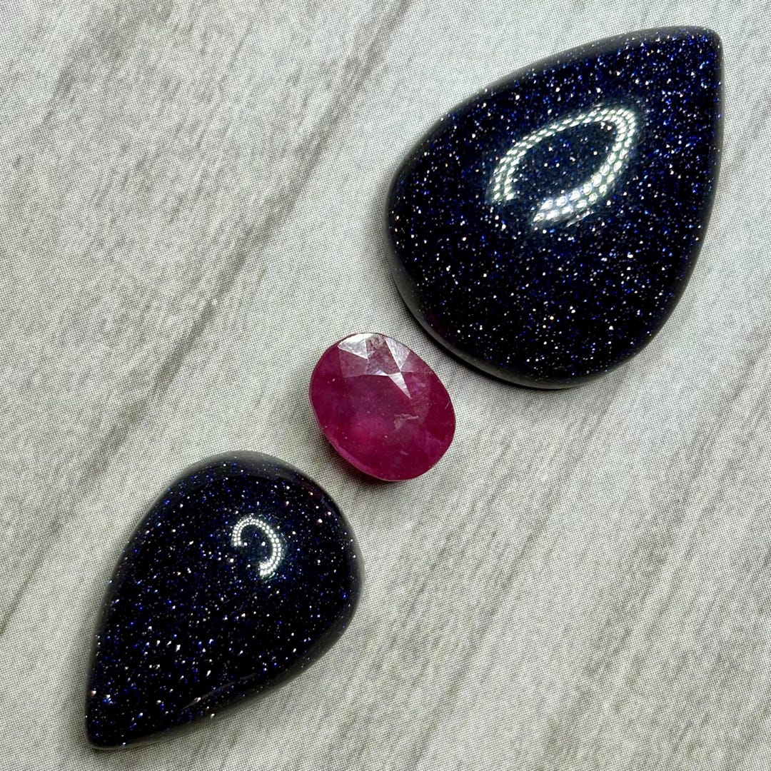 Thailand Pink Sapphire & Blue Goldstone. US Seller. Pink Faceted ...