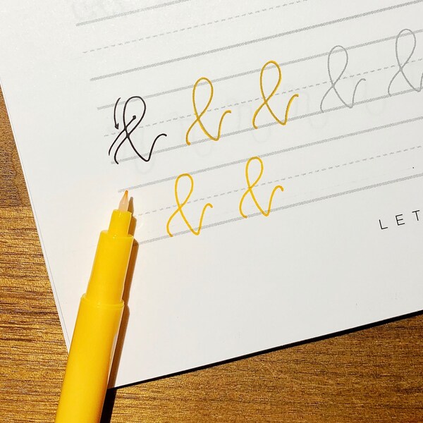 Monoline Lettering Worksheet - Etsy