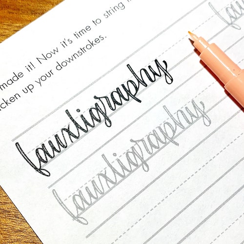 Casual Calligraphy Style Practice Guide Simple Handlettering | Etsy