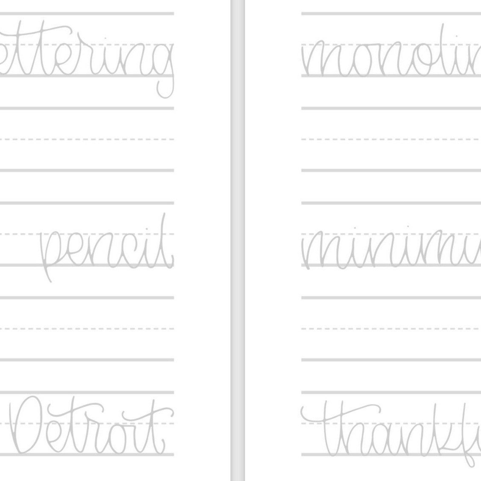 Monoline Lettering Guide Lettering Workbook Calligraphy - Etsy