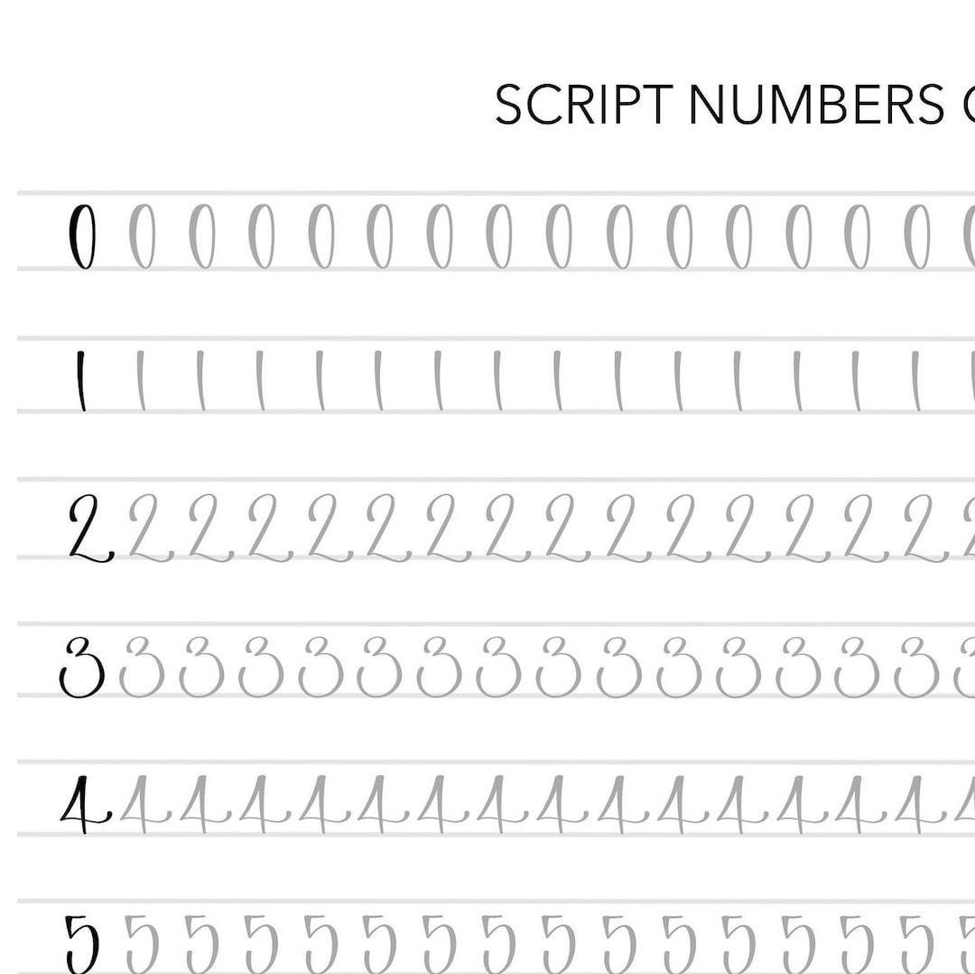 Traceable Numbers Guide - Print - Script - Numbers Worksheets - Learn ...