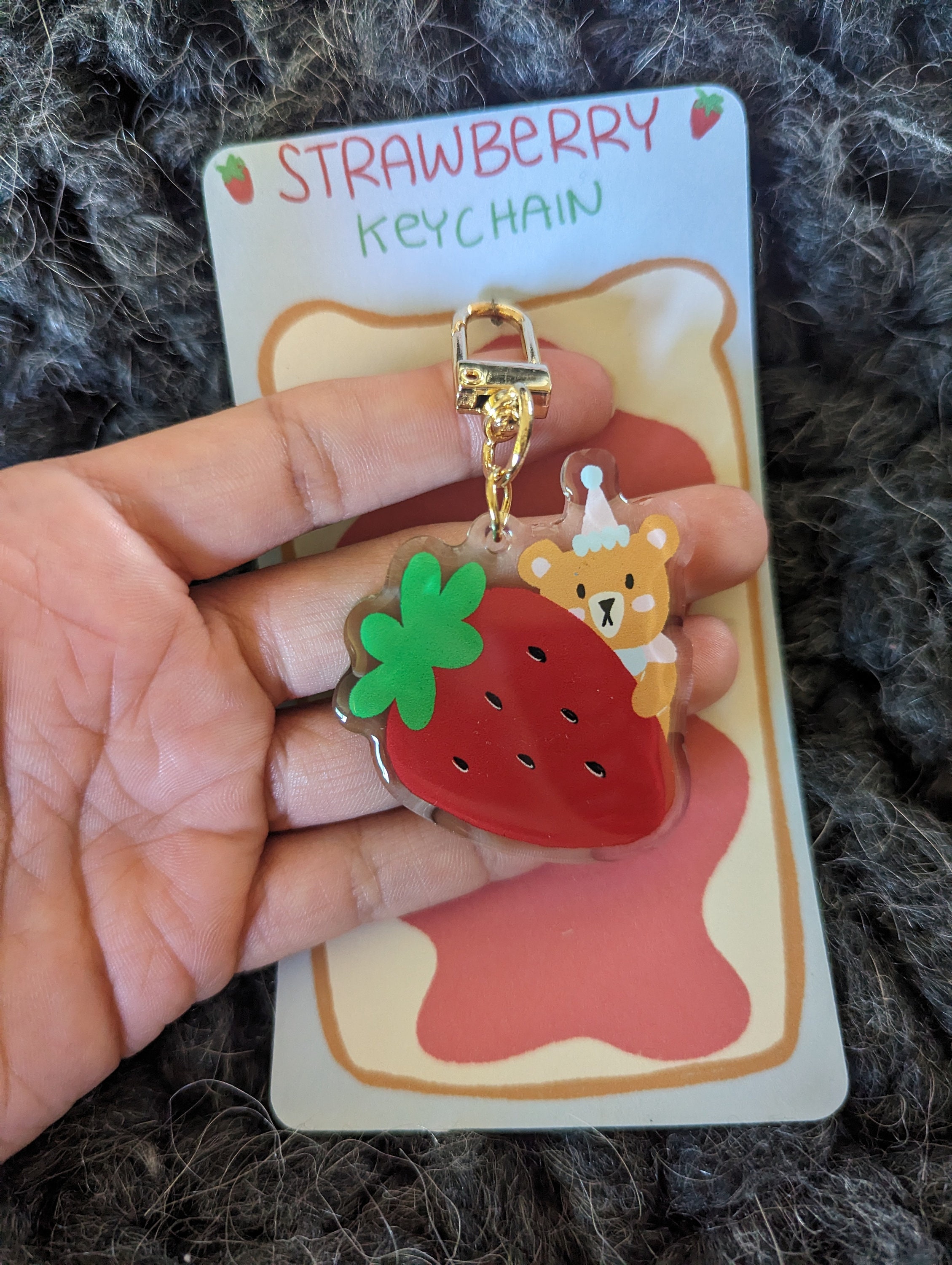 Circus Bear Strawberry Keychain | Cute Acrylic Keychain - Etsy