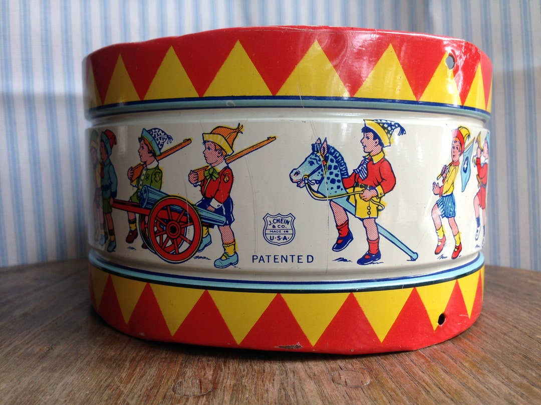 J. CHEIN TIN Toy DRUM Has 6 Inch Diameter. 3.5 Tall. - Etsy