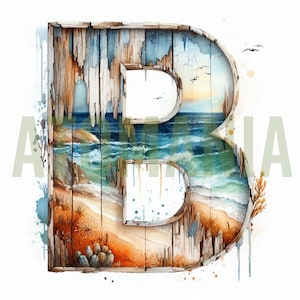 Alphabet Sea and Beach Digital Art, Atomania - Etsy