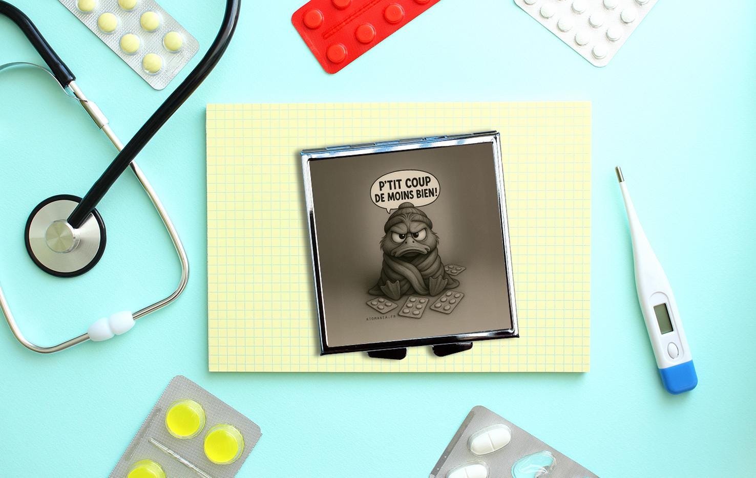 Funny Metal Pill Box Grumpy Duck Handmade in France Unique Gift Idea ...