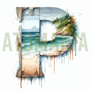 Alphabet Sea and Beach Digital Art, Atomania - Etsy