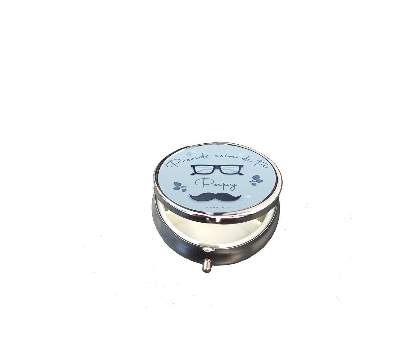 Customizable Round Pill Box for Men, Elegant, "take Care of Yourself ...