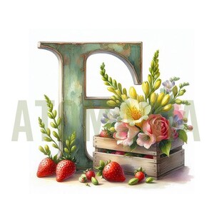 Shabby Chic Alphabet Fruits and Vegetables - 26 Digital Art Models - Etsy