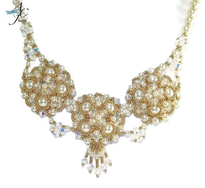 Sparkling Swarovski Crystal and Pearl Necklace for Wedding Formal ...