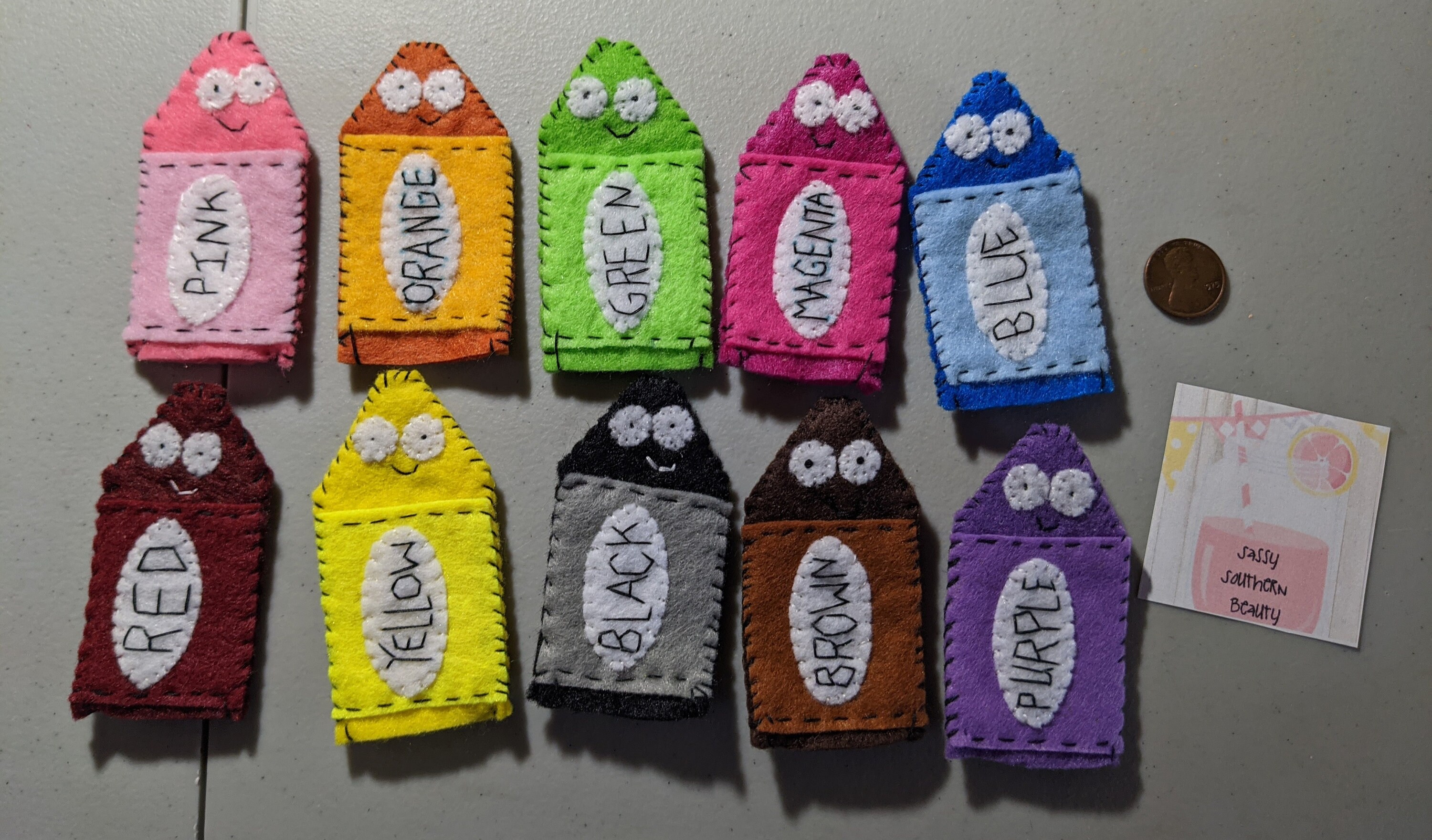 Crayon Felt Finger Puppets ~ Set of 5 or Set of 10 - Etsy