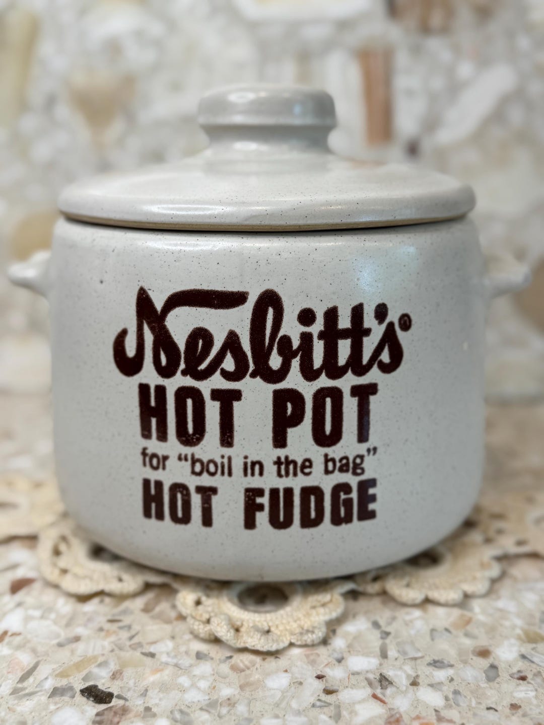 Vintage West Bend Stoneware Crock Advertising Nesbitt's Hot Pot Boil in ...