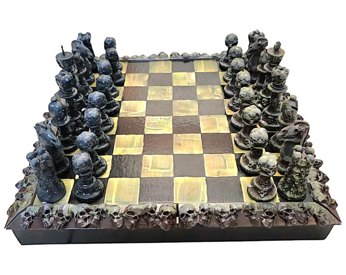 Gothic Chess Set, Memento Mori Skull Theme, Catacomb-inspired Resin ...