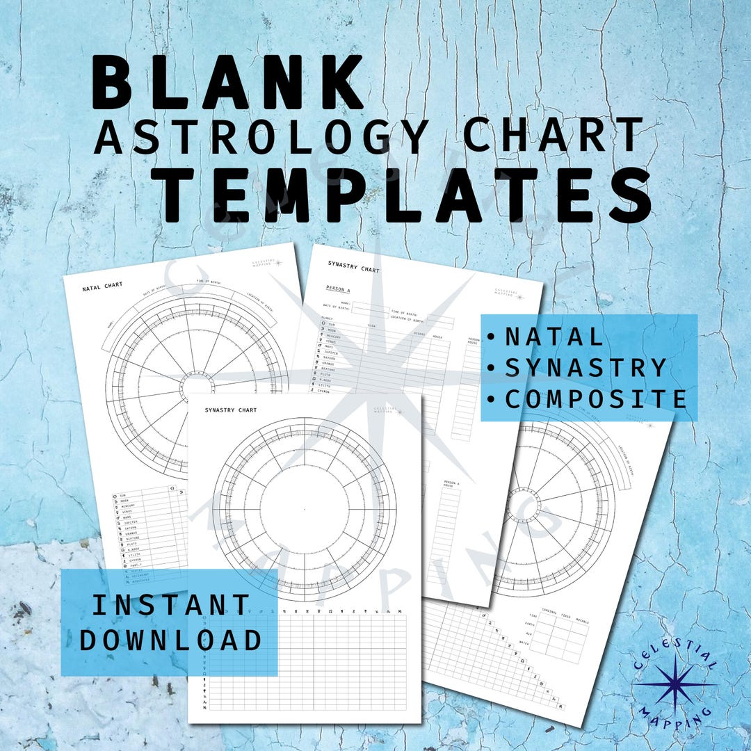 3 Blank Astrology Chart Wheel Worksheets - Natal - Synastry - Composite ...