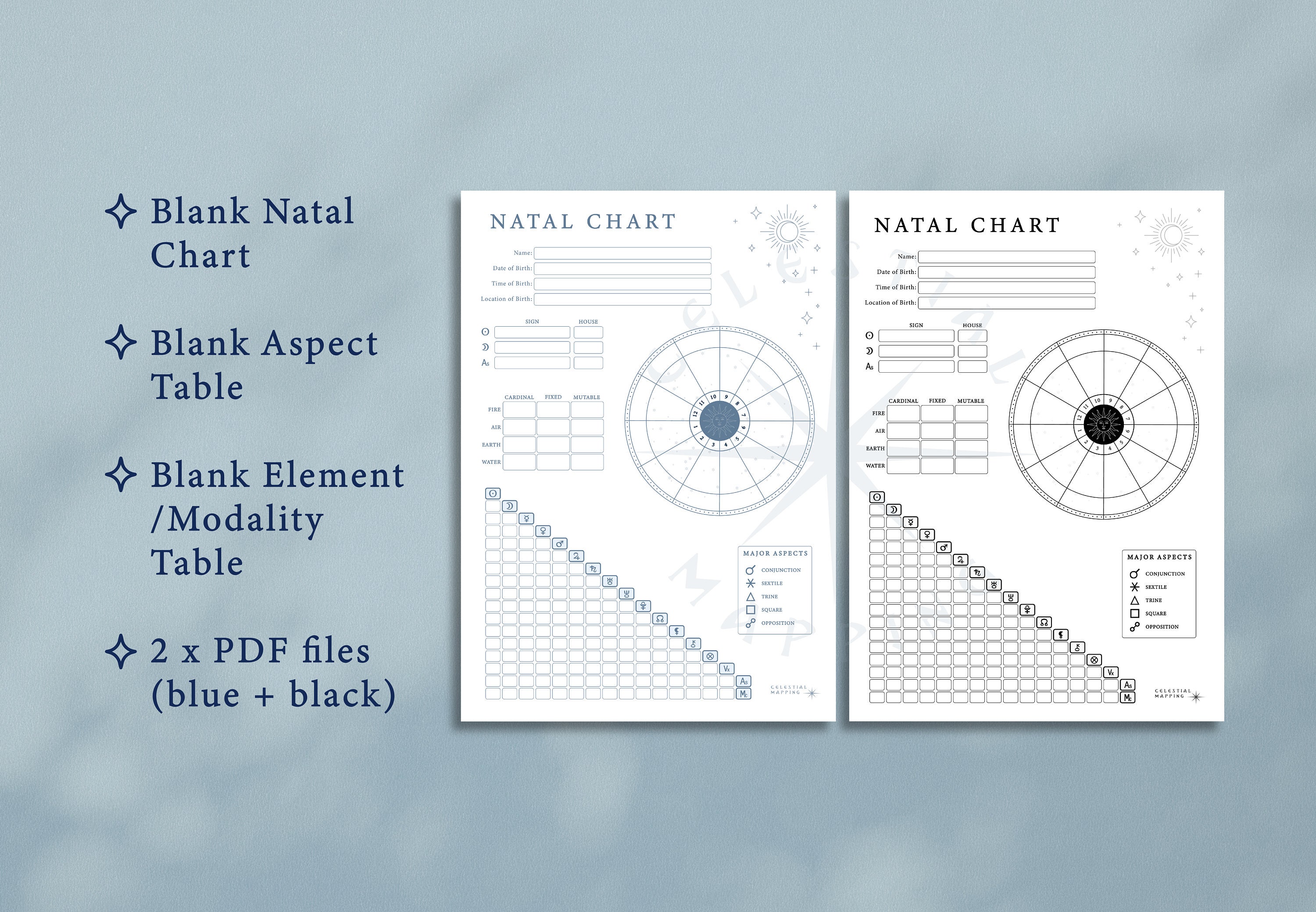 Blank Natal Chart Wheel: Astrology Birth Chart Worksheet (PDF) - Etsy