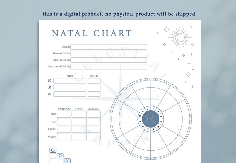 Blank Natal Chart Wheel: Astrology Birth Chart Worksheet (PDF) - Etsy