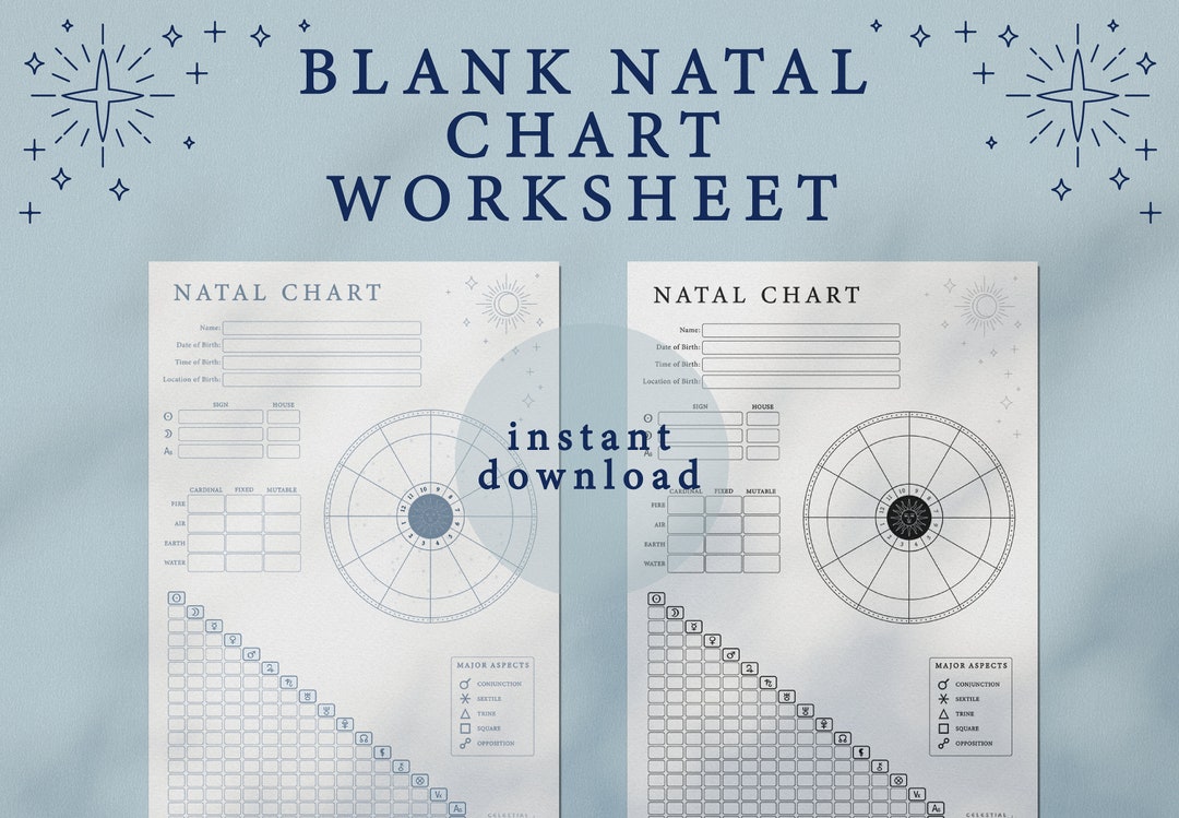 Blank Natal Chart Wheel: Astrology Birth Chart Worksheet (PDF) - Etsy
