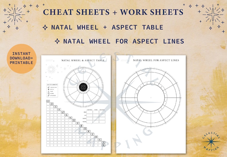 Astrology Cheat Sheets: Natal Chart Worksheets (printable PDF) - Etsy