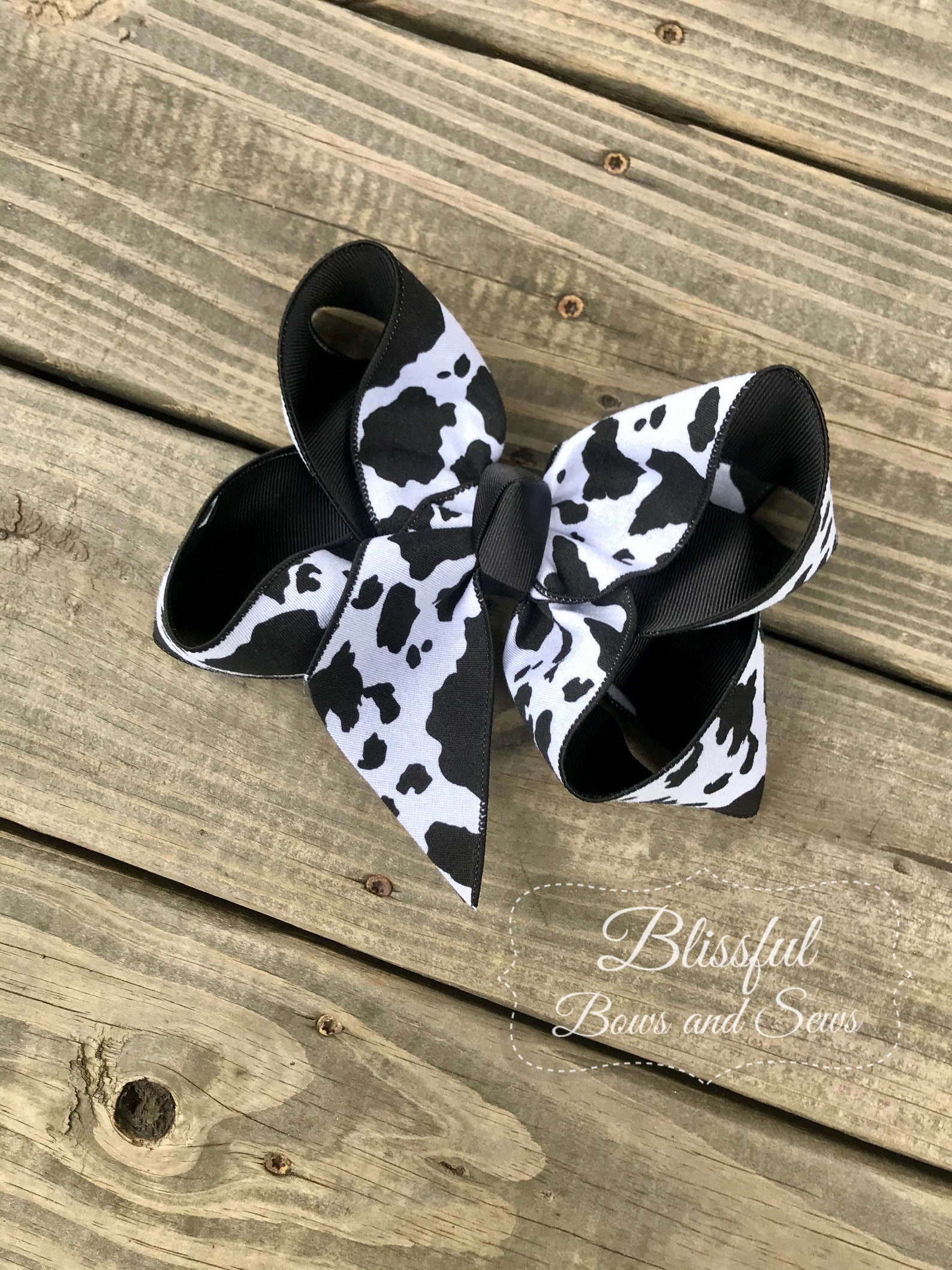 Cow Print Hair Bow-Large Hair Bow-Boutique Hair Bow-Big Hair | Etsy