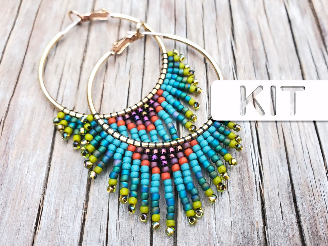 Origins Beaded Fringe Hoop Earring Kit: Beginner Beading Kit - Etsy