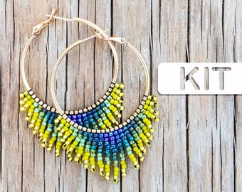 SUNRISE Beaded Fringe Hoop Earring Kit Seed Bead Earring Kit | Etsy