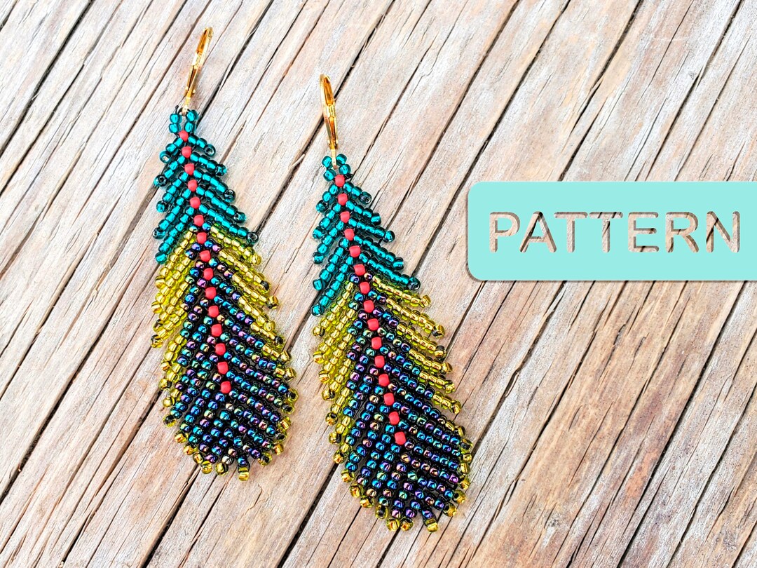 Razzle Feather Beaded Earring Pattern (DIY Sead Bead Pattern PDF) - Etsy
