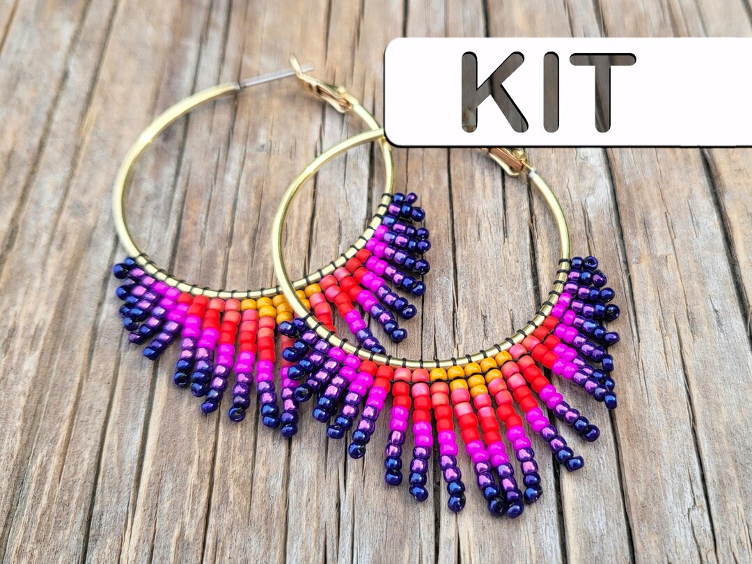 FLEETWOOD Beaded Fringe Hoop Earring Kit, DIY Seed Bead Adult Kit - Etsy
