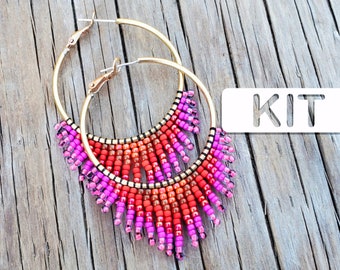 SUNRISE Beaded Fringe Hoop Earring Kit Seed Bead Earring Kit | Etsy