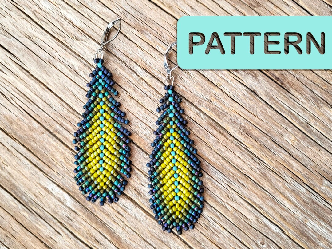 Seaside Feather Beaded Earring Pattern (DIY Sead Bead Pattern PDF) - Etsy