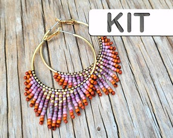 Origins Beaded Fringe Hoop Earring Kit: Beginner Beading Kit - Etsy