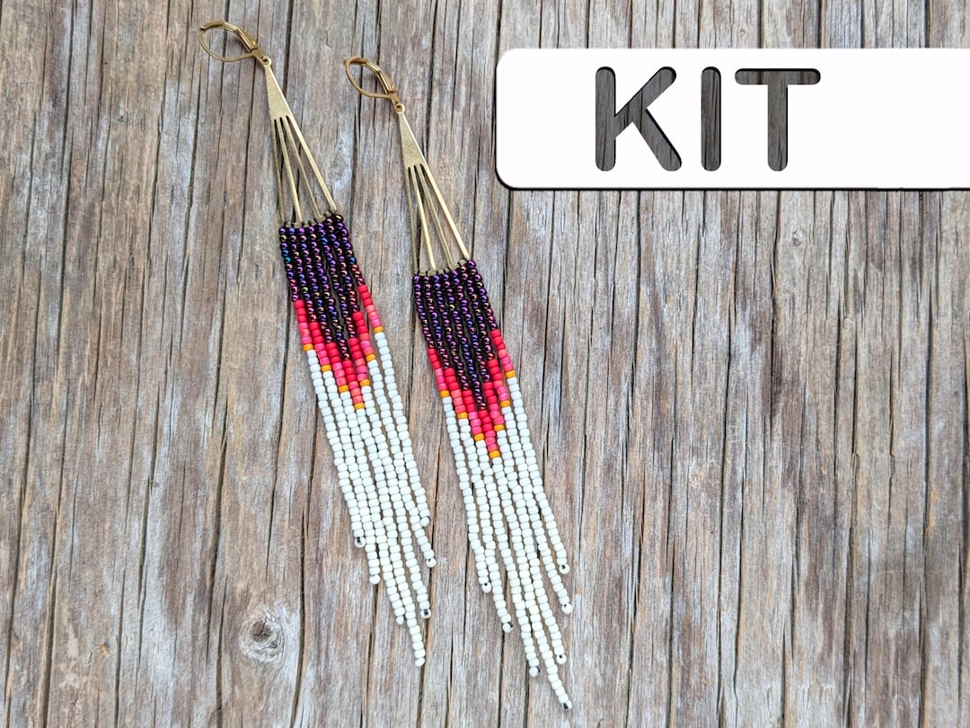 Seed Bead Earring Kit, FLAMIN’ Fan Fringe Earring Kit, Adult DIY - Etsy