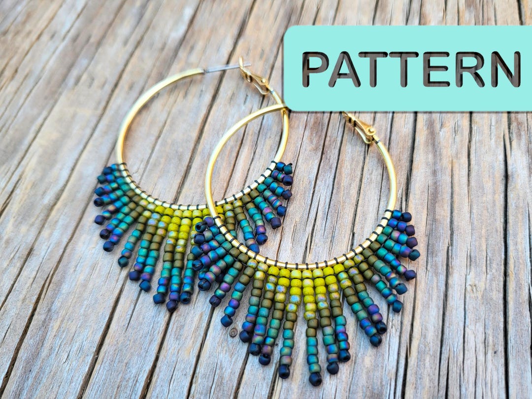 Seaside Beaded Hoop Fringe Earring (DIY Seed Bead Pattern PDF) - Etsy