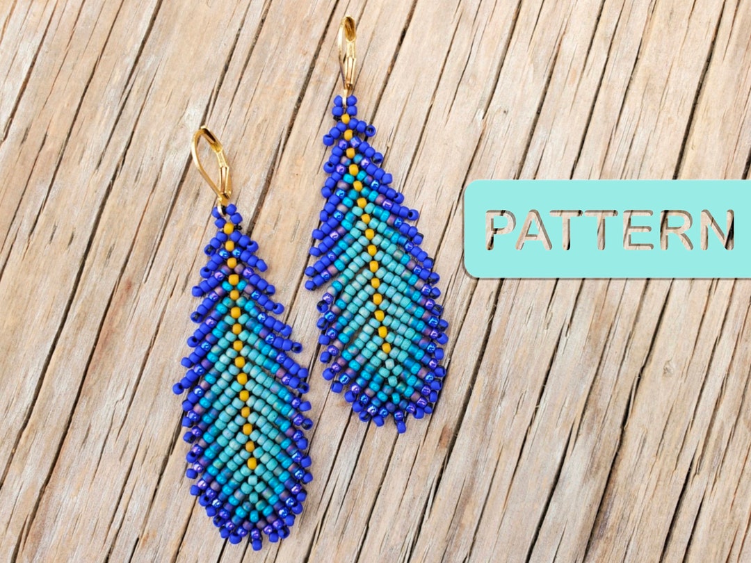 Peacock Beaded Feather Fringe Seed Bead Earring Pattern PDF - Etsy