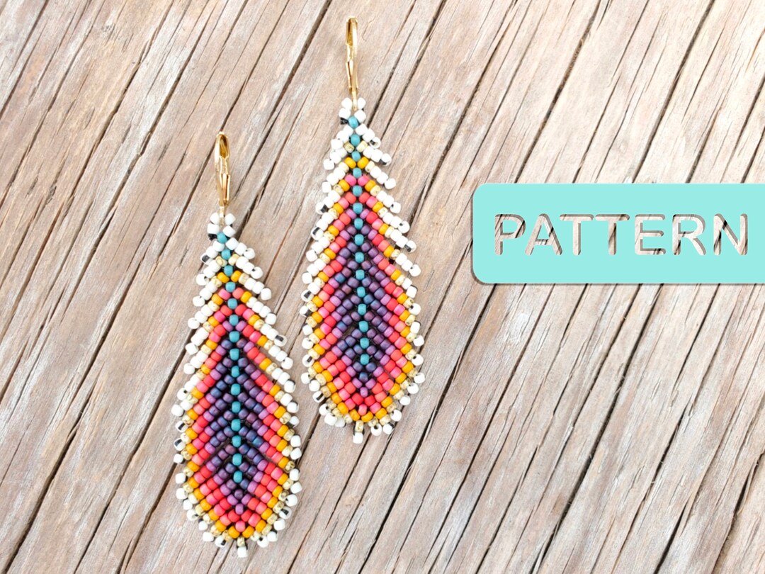 DIY Seed Bead Pattern, White Hot Feather Seed Bead Earring Pattern PDF ...