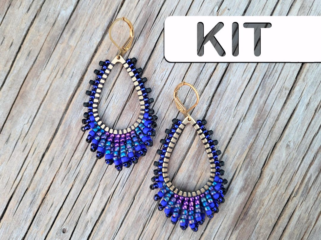 LAPIS GLOW Lush Drop Beaded Earring Kit, Seed Bead Earring Kit - Etsy