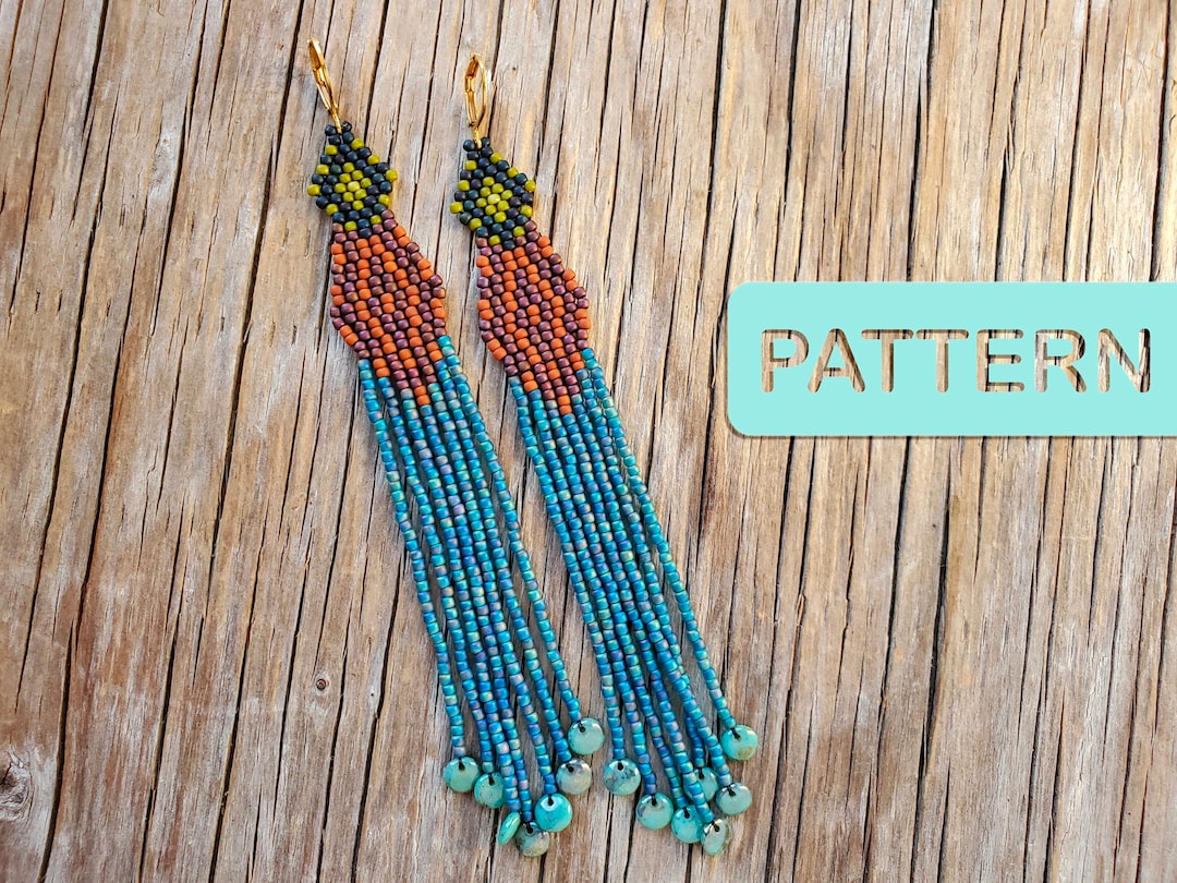 Classic Macalla Brick Stitch Beaded Fringe Earring (DIY Seed Bead ...