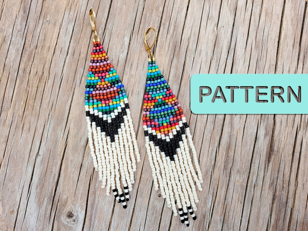 Moroccan Patchwork Brick Stitch Beaded Fringe Earring (DIY Seed Bead ...