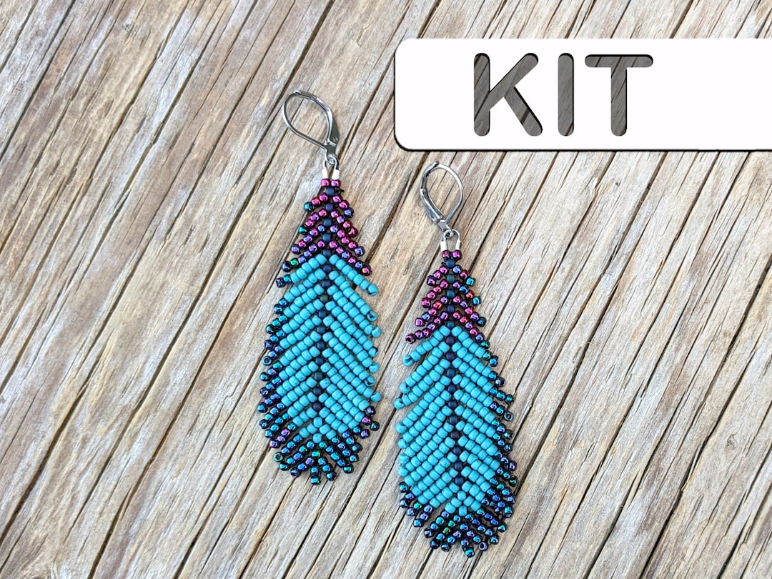 Seed Bead Earring Kit, METALLICS Feather Fringe Earring Kit - Etsy
