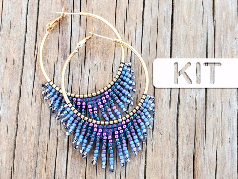 SWEET Beaded Fringe Hoop Earring Kit Seed Bead Earring Kit - Etsy