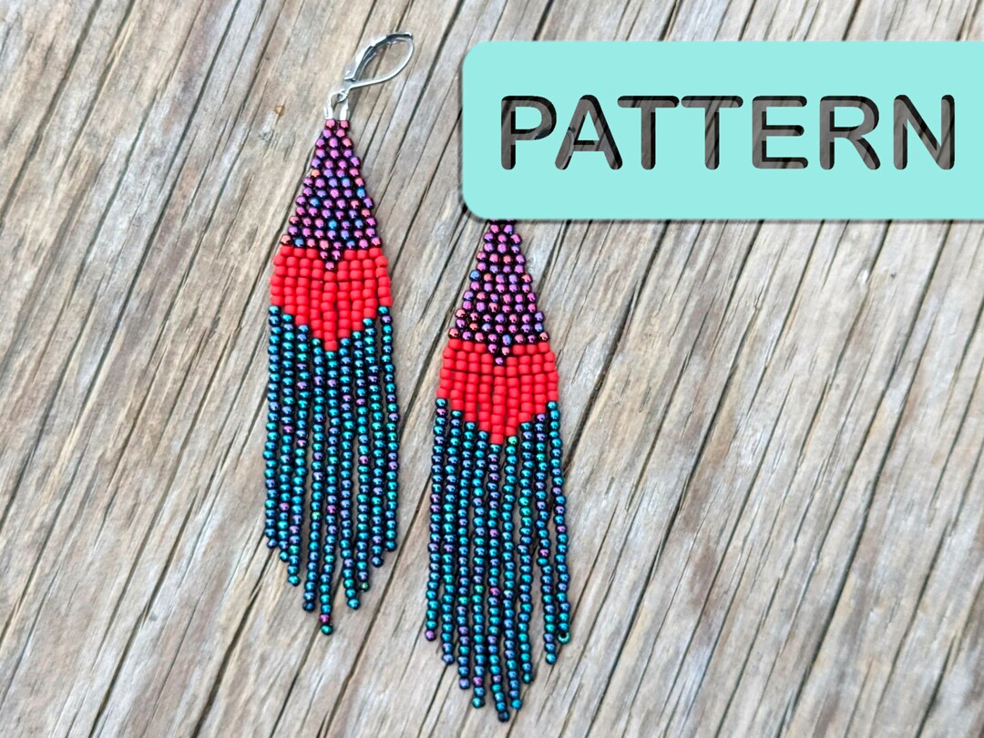 Date Night Heart Brick Stitch Beaded Fringe Earring (DIY Seed Bead ...