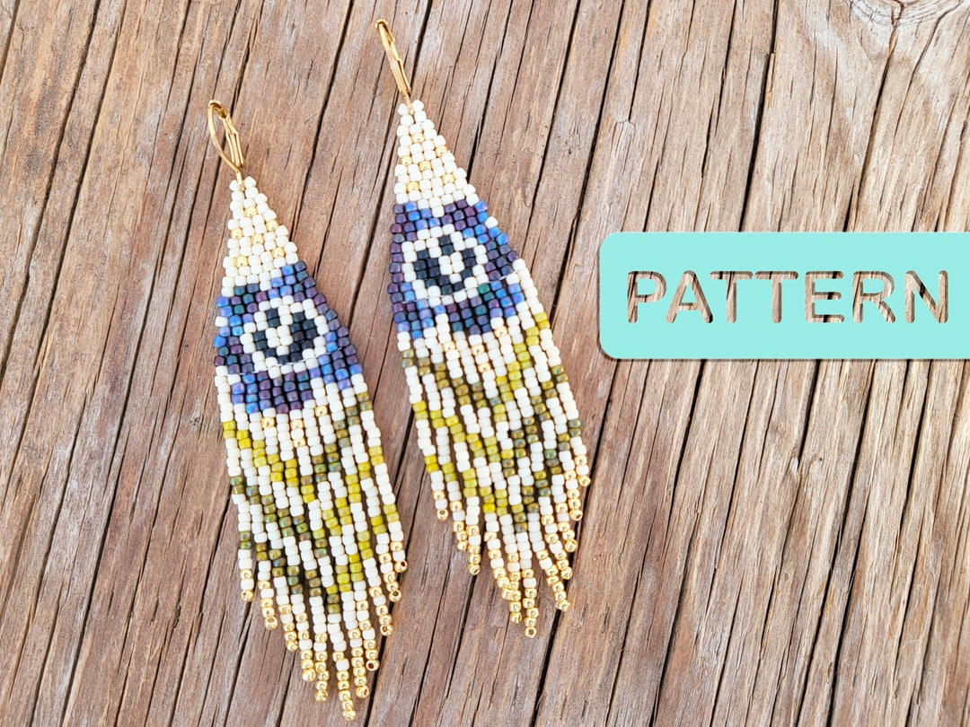 Peri-blue Little Garden Brick Stitch Beaded Fringe Earring (DIY Seed ...