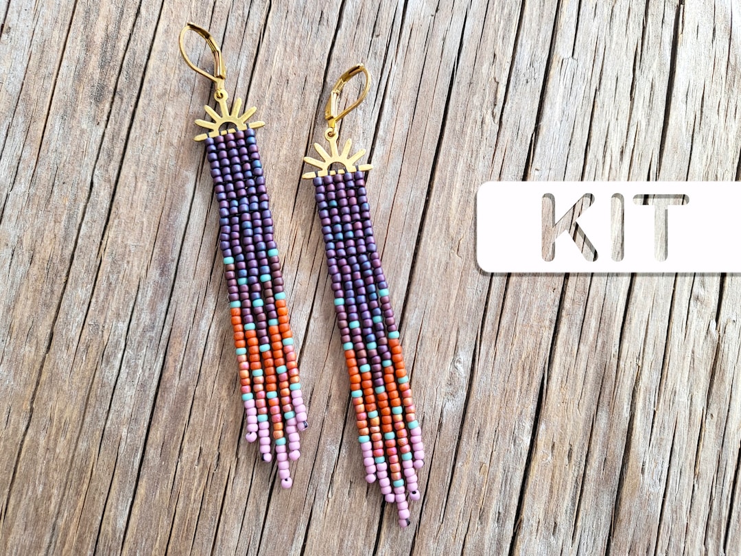 SUNSET MINI GROOVE Fringe Earring Kit, Seed Bead Earring Kit - Etsy
