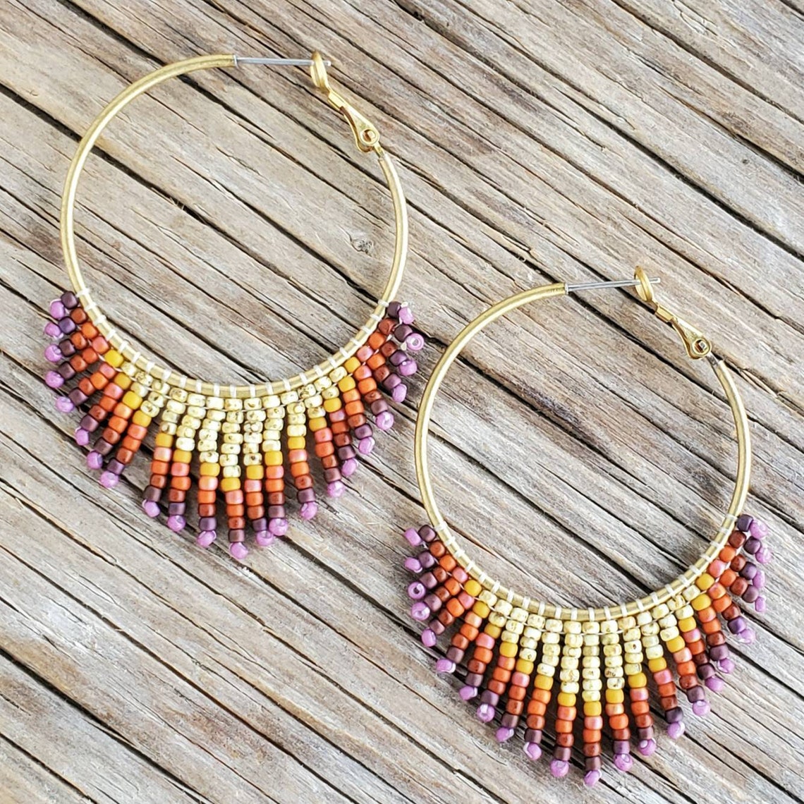 SUNRISE Beaded Fringe Hoop Earring Kit Seed Bead Earring Kit | Etsy