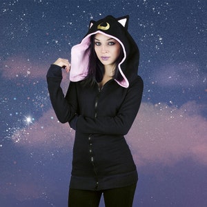 Luna - Moon Cat Ear Hoodie - Kawaii, Pastel Goth Sweater - Etsy